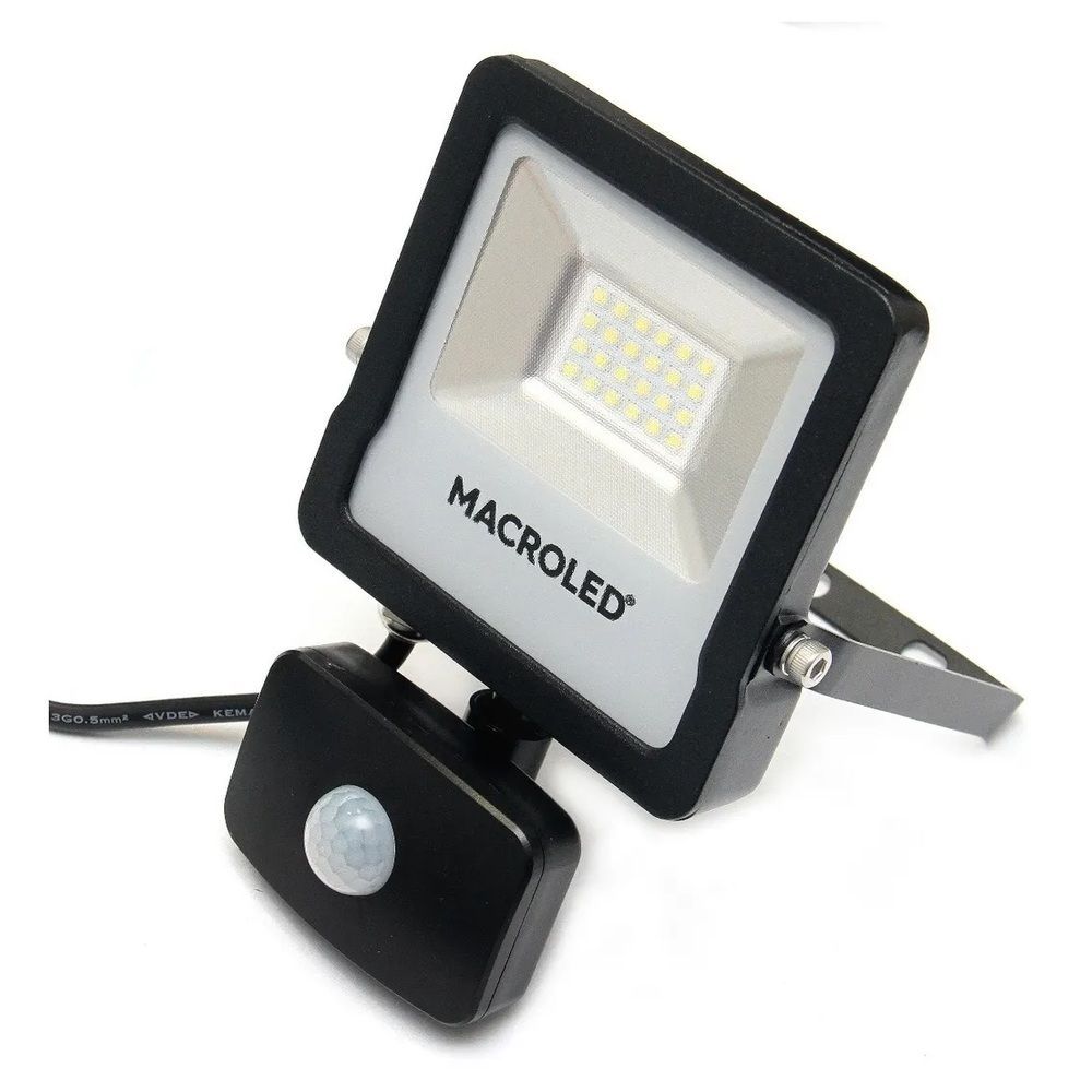 reflector led smd 20w ip65 con sensor movimiento macroled calido