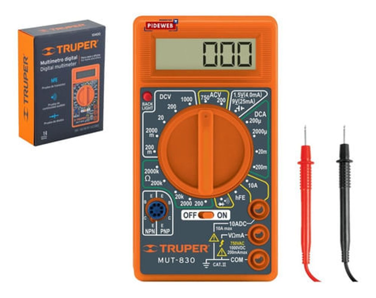 Multimetro Tester Digital Escolar 10 Amp Truper Medidor
