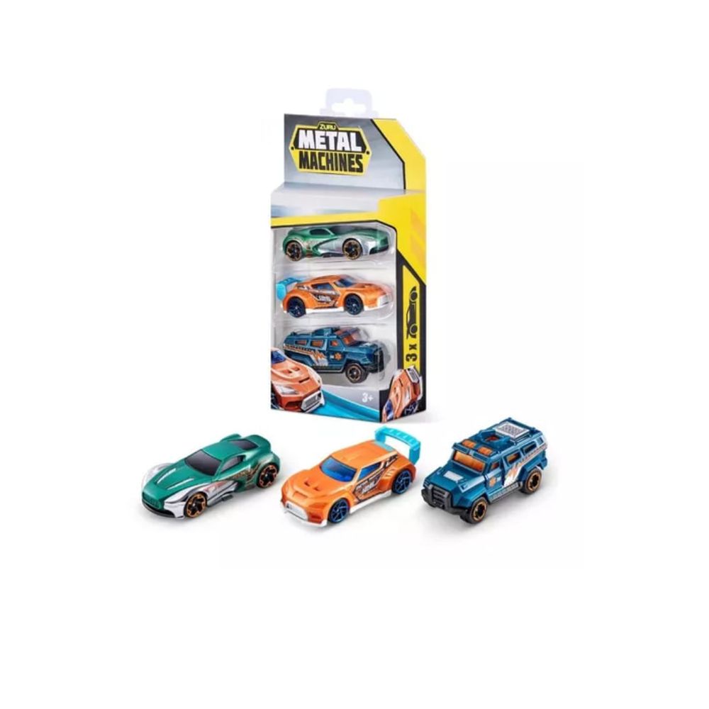 Set De Autos X3 - Metal Machines 7483 Powermad - Tracer - Beast