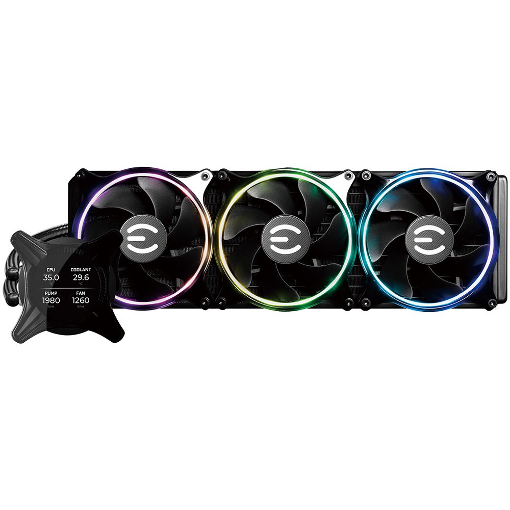 Water Cooler CPU EVGA CLCx 360mm 3 Fan 120mm ARGB Intel AMD