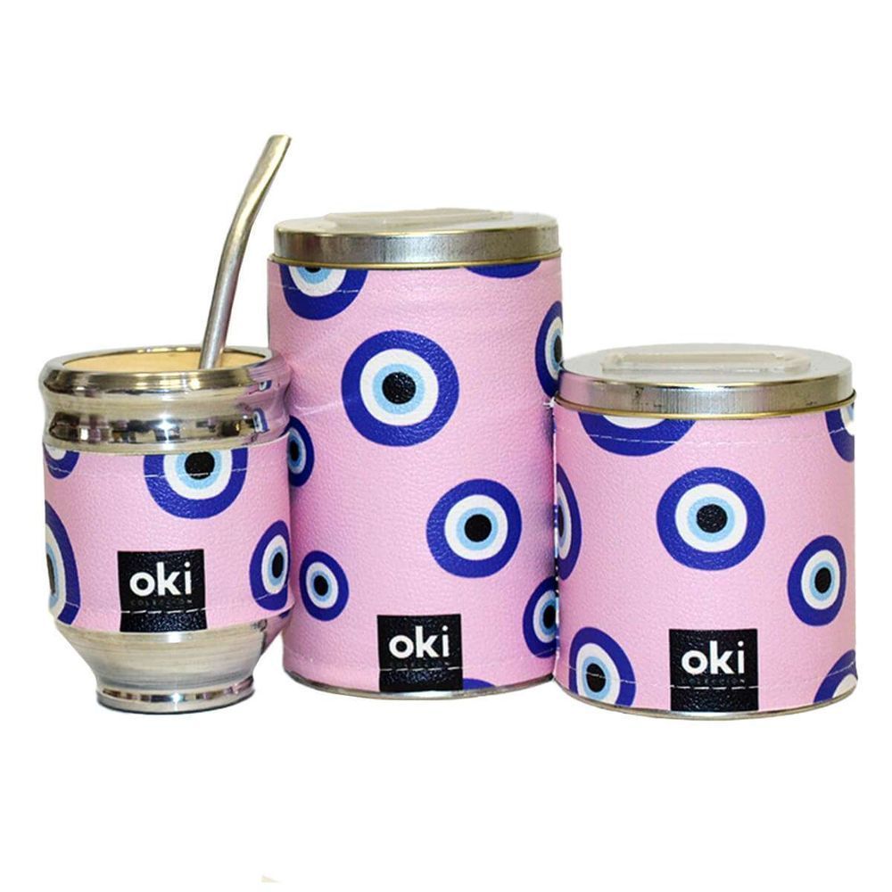 Combo mate aluminio, yerbera y azucarera Ojo Turco