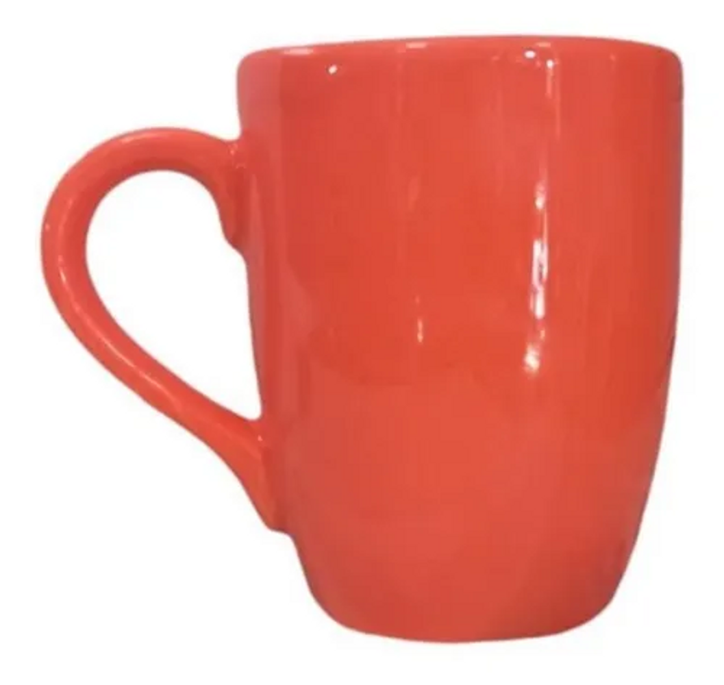 Jarro Mug Ceramica Blanca Y Colores 300 Ml Naranja
