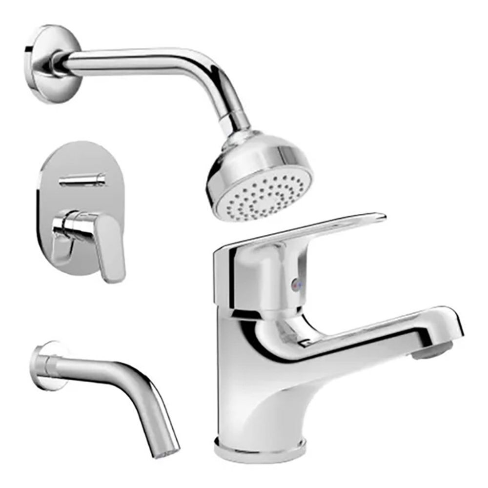 Combo griferia Roca Coral Lavatorio + Ducha Emb C/T