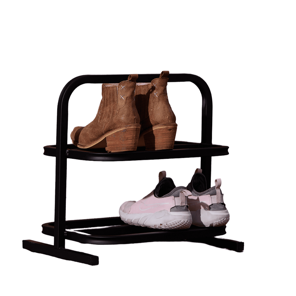 Zapatero Individual Caño Redondo Hierro Industrial Negro Mate