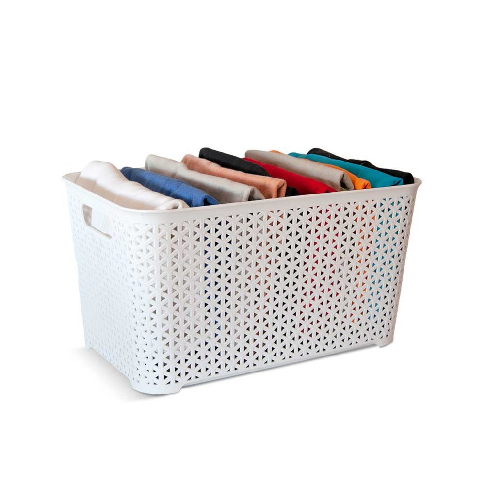 Canasto Organizador Ratan Mediano Blanco - Colombraro