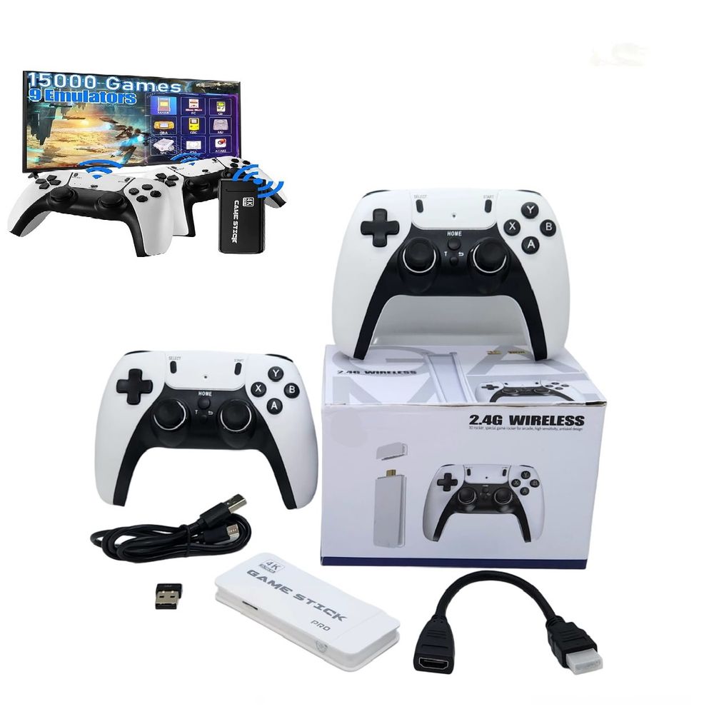 Consola juegos Game Stick Pro White 2 Joysticks Inalámbricos 64gb