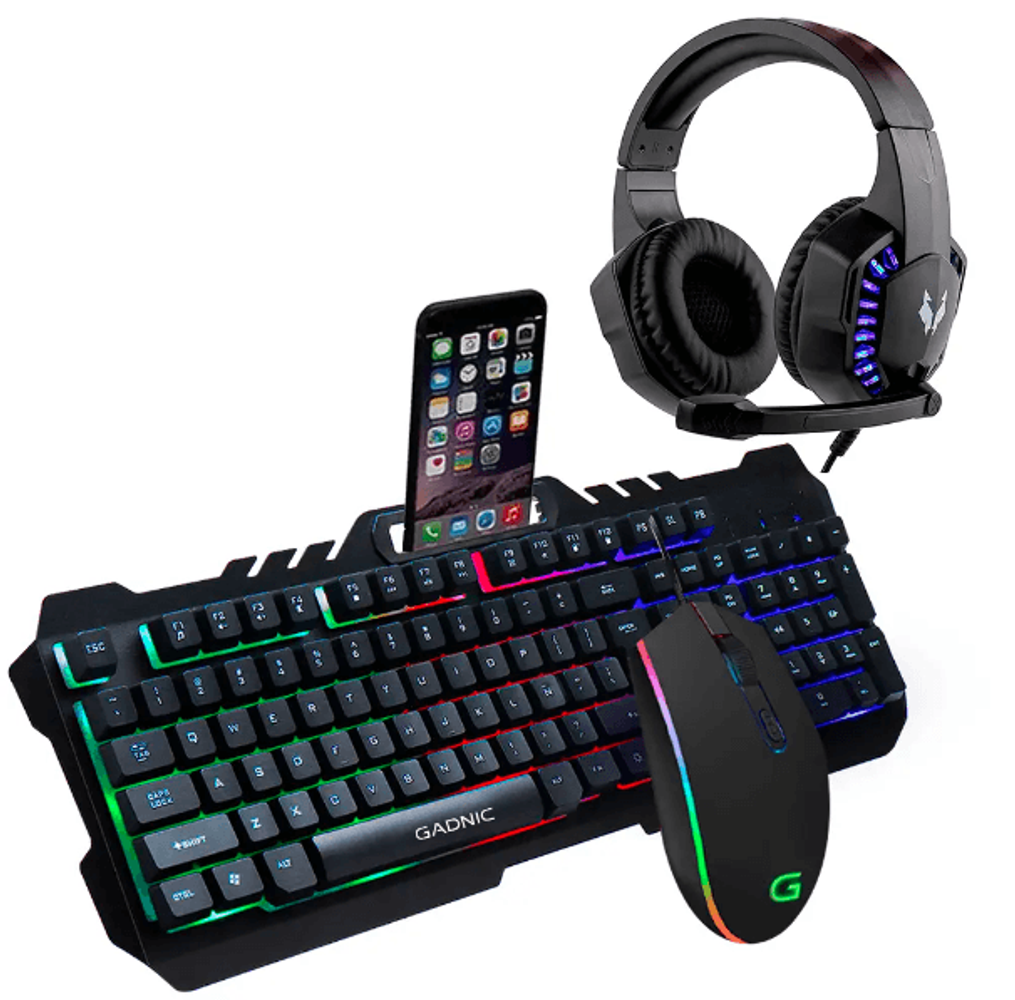 Kit de Gaming Gadnic Teclado y Mouse Retro Iluminado + Auriculares Led ...