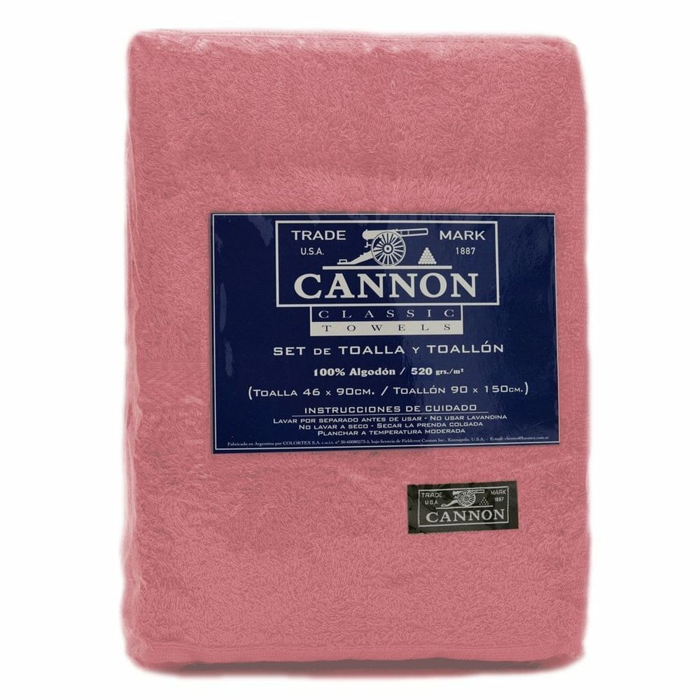 Set Toalla y Toallon Cannon 520 Gr - Rosa