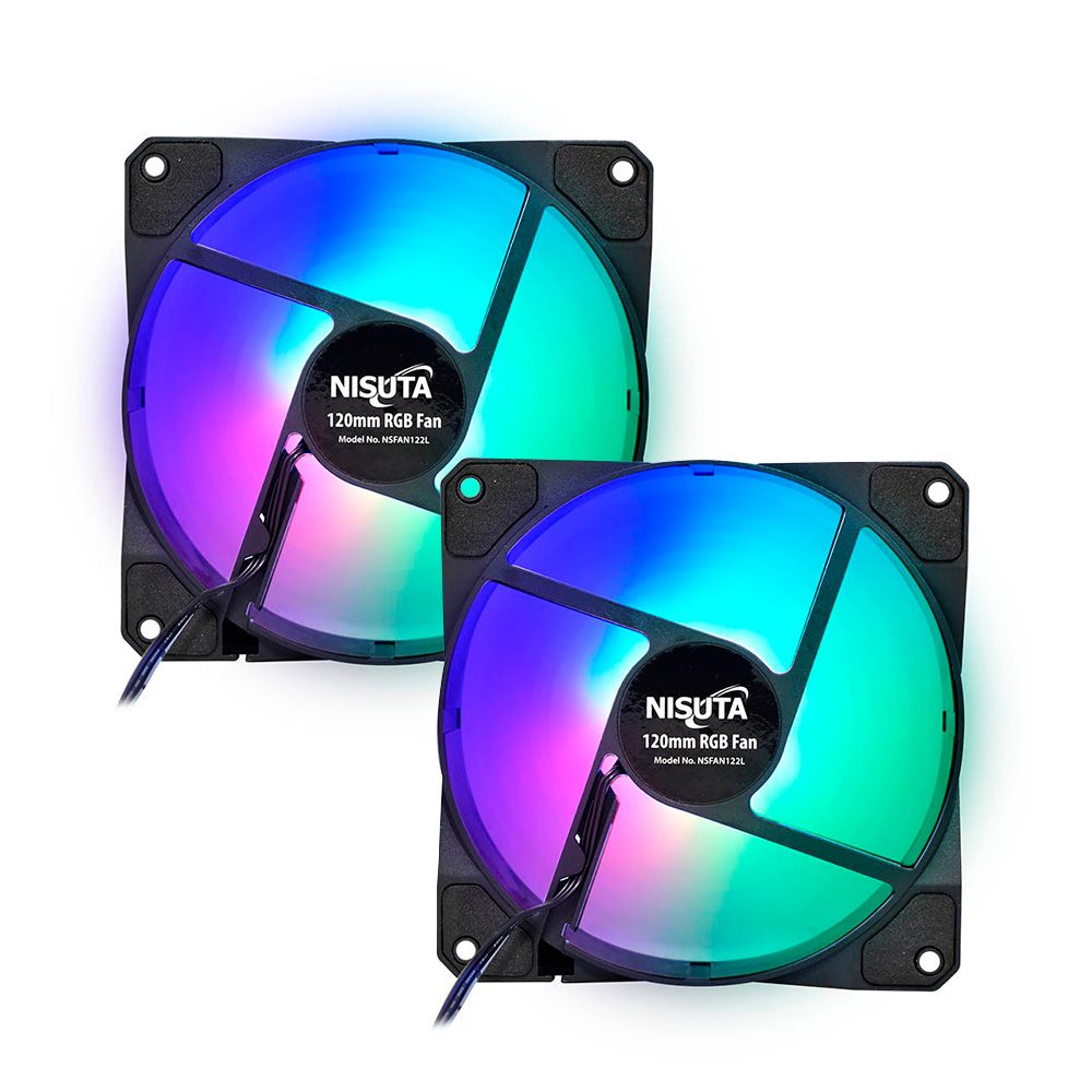 Juego de 2 FANs RGB de 120mm con conector molex 4 pines NISUTA - NSFAN122L