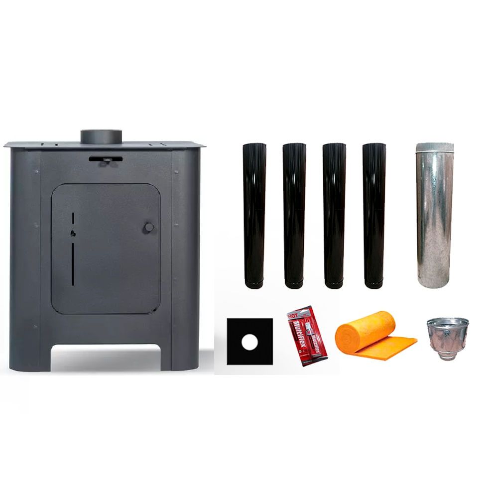 Salamandra Tromen Calefactor Eco 7000 + Kit Techo Negro 4