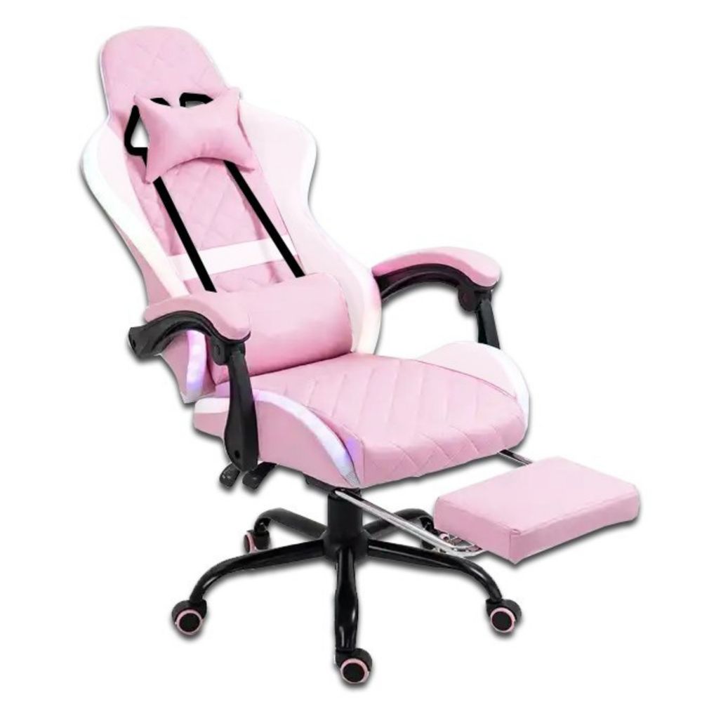 SILLA GAMER PRO ROSA PINK CON APOYA PIE