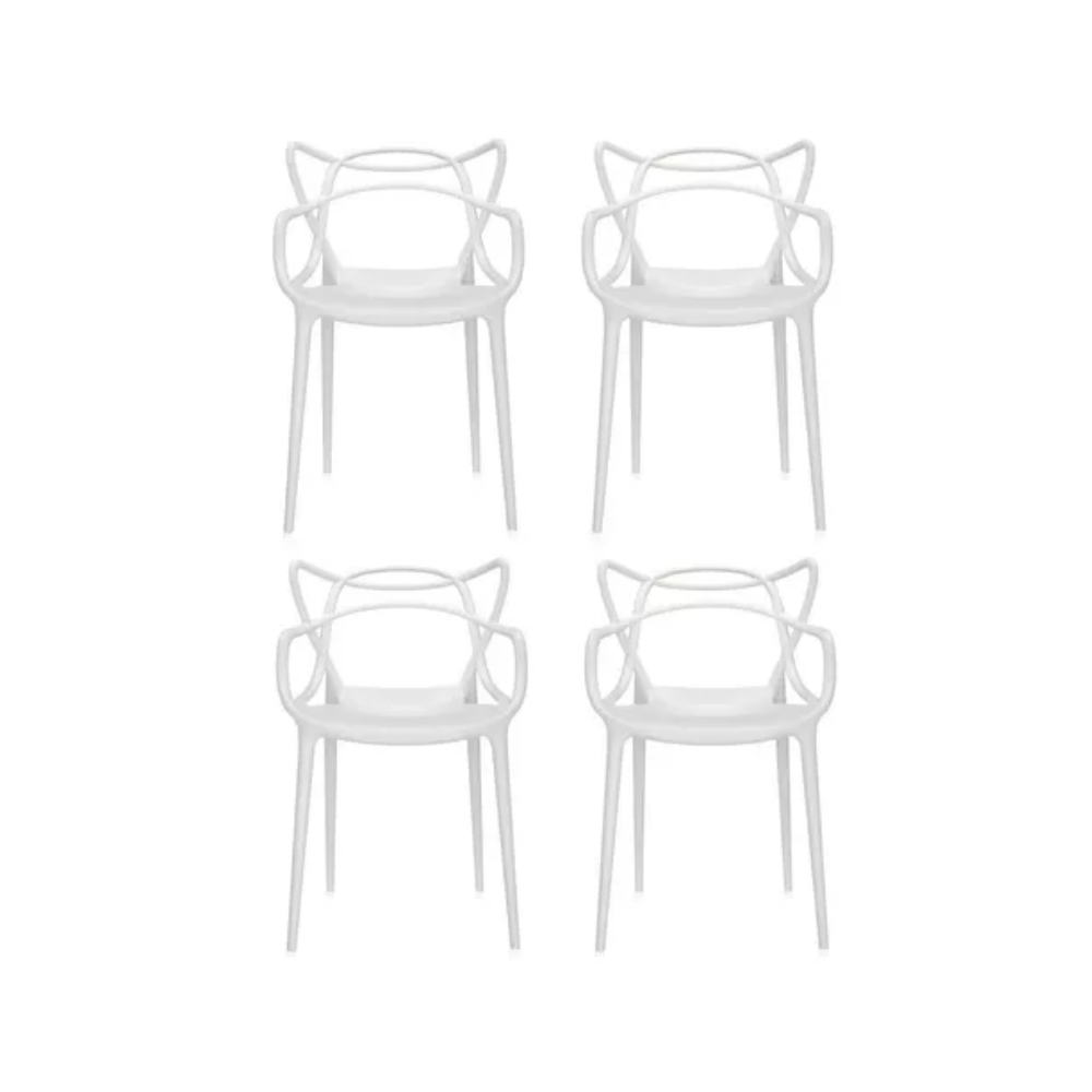 Sillas Master De Comedor Modernas Reforzadas Pack 4 Color Blanco