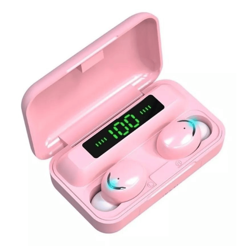 Auriculares Bluetooth F9-5 TWS Rosa Con Power Bank