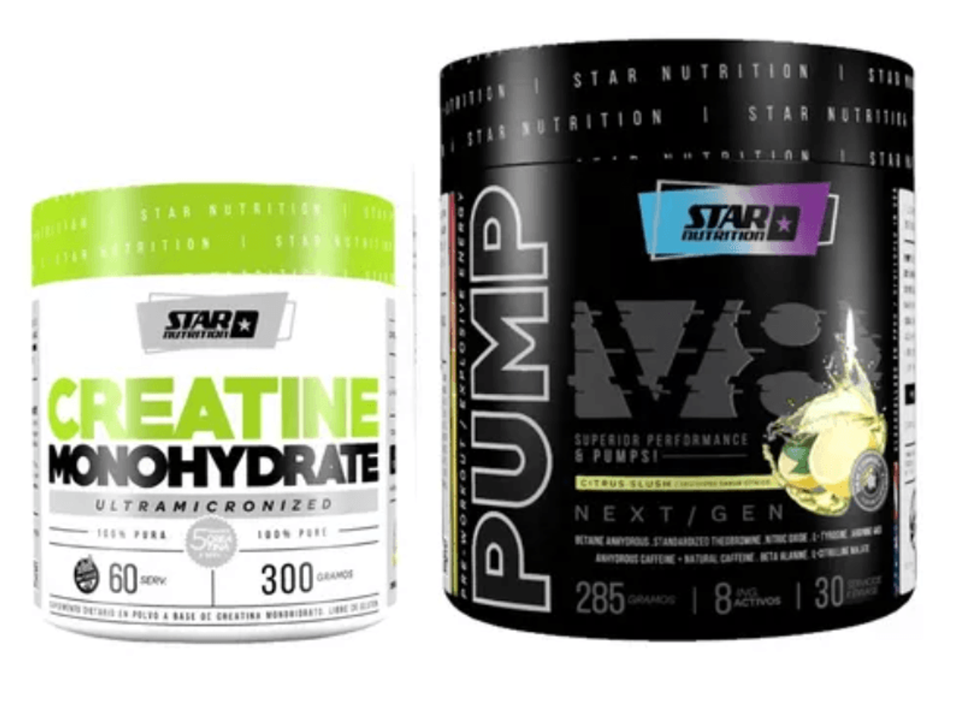 Combo Proteico Star Nutrition Creatina + Pump V8 Pre Entreno