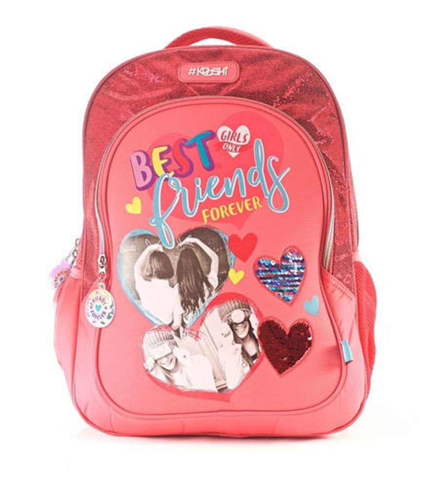 Mochila Espalda Kooshi Best Friends Forever Rosa 17 Pulgadas