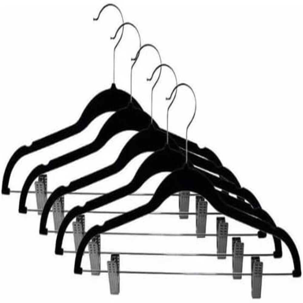 PERCHA TERCIOPELO CON BARRAL BROCHE METALICO REFORZADO PANTALONERA X 20