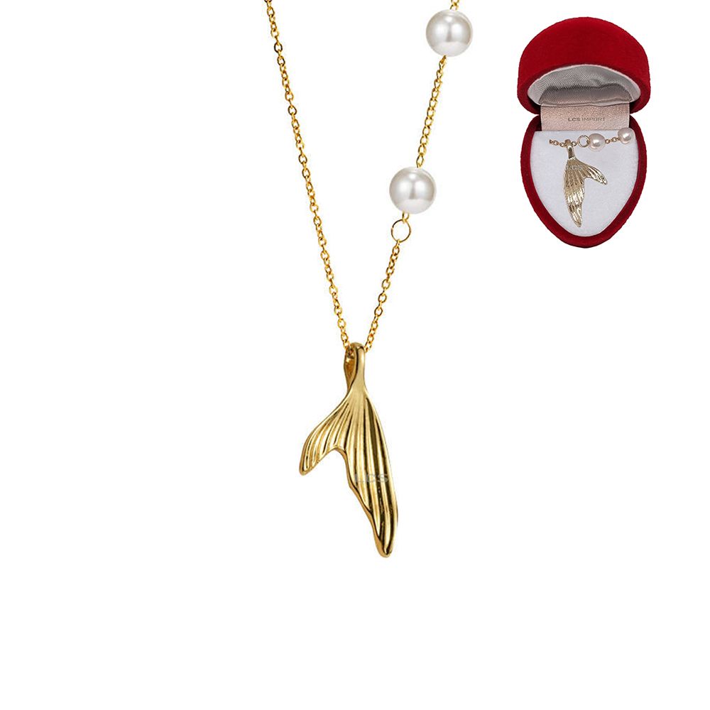 Collar Cola De Sirena Baño Oro 18k Con Estuche Regalo Pana Dorado