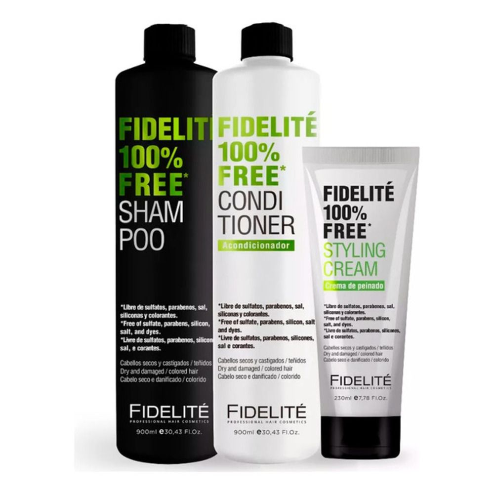 Fidelite Free Shampoo Y Acondicionador 900 + Crema De Peinar