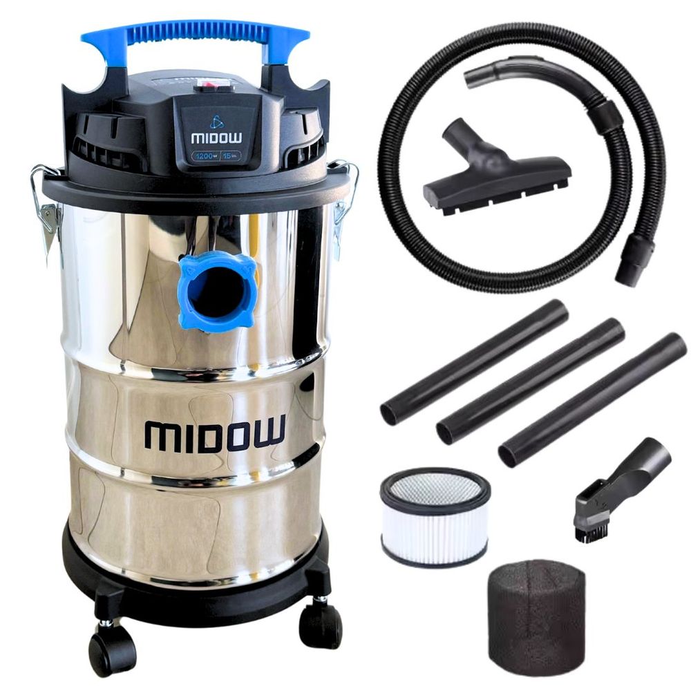 Aspiradora Sopladora Midow 15l 1200w Liquido Polvo Hepa