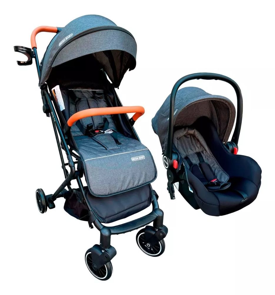 Cochecito Con Huevito Cuna Bebe Travel System Mega Baby Ata Negro