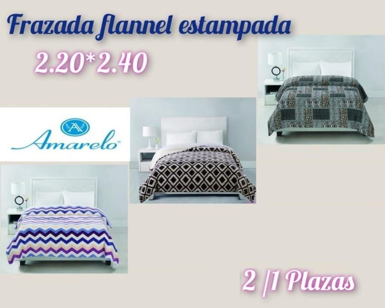 FRAZADAS FLANNEL LISAS / ESTAMPADAS