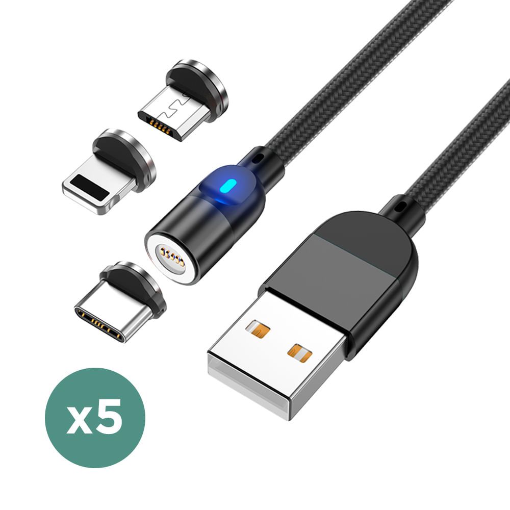 Kit de Cables Magnéticos Gadnic Celular 3 en 1 iPhone Android USB-C ...