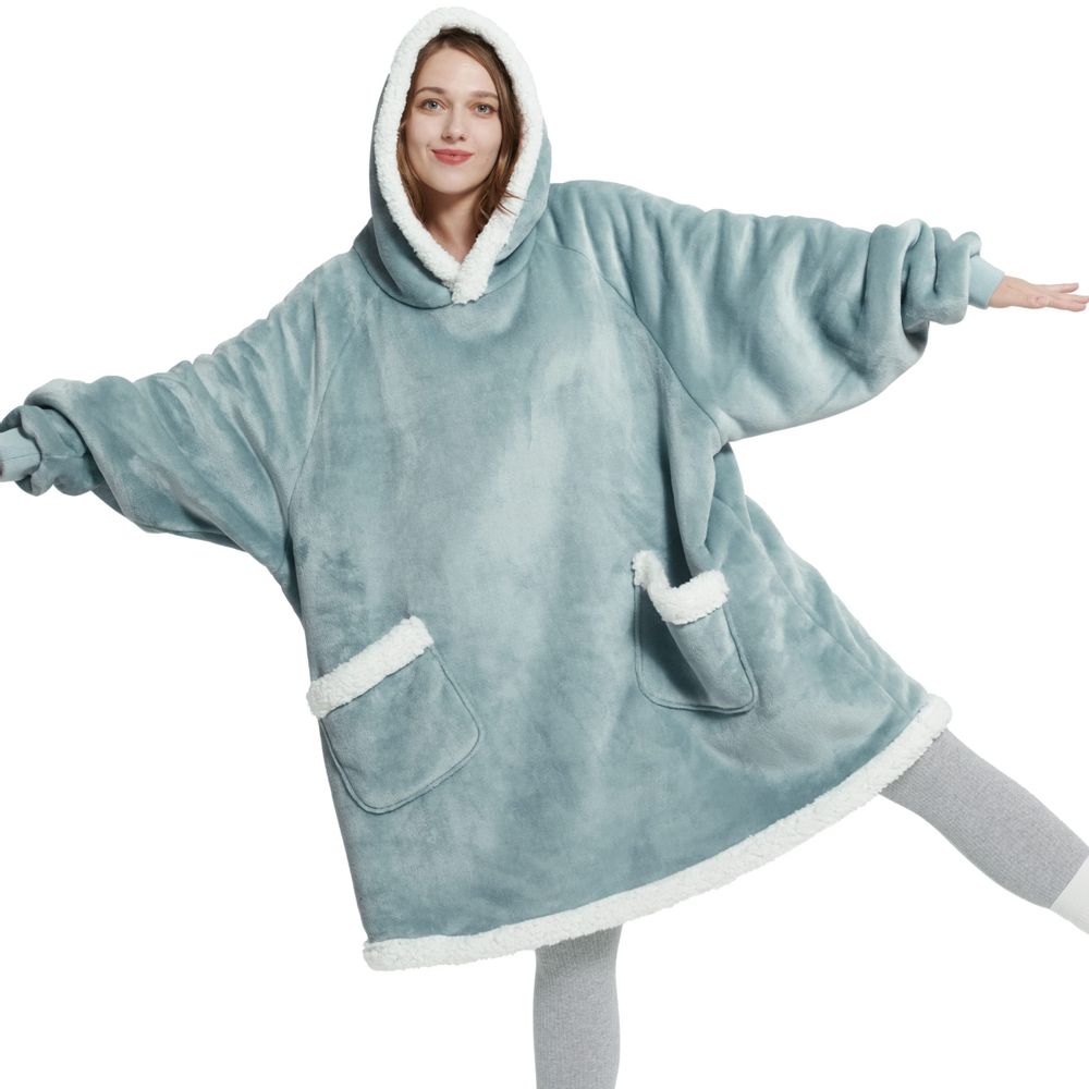 Manta portátil, sudadera con capucha, edsure, sherpa, mangas con capucha