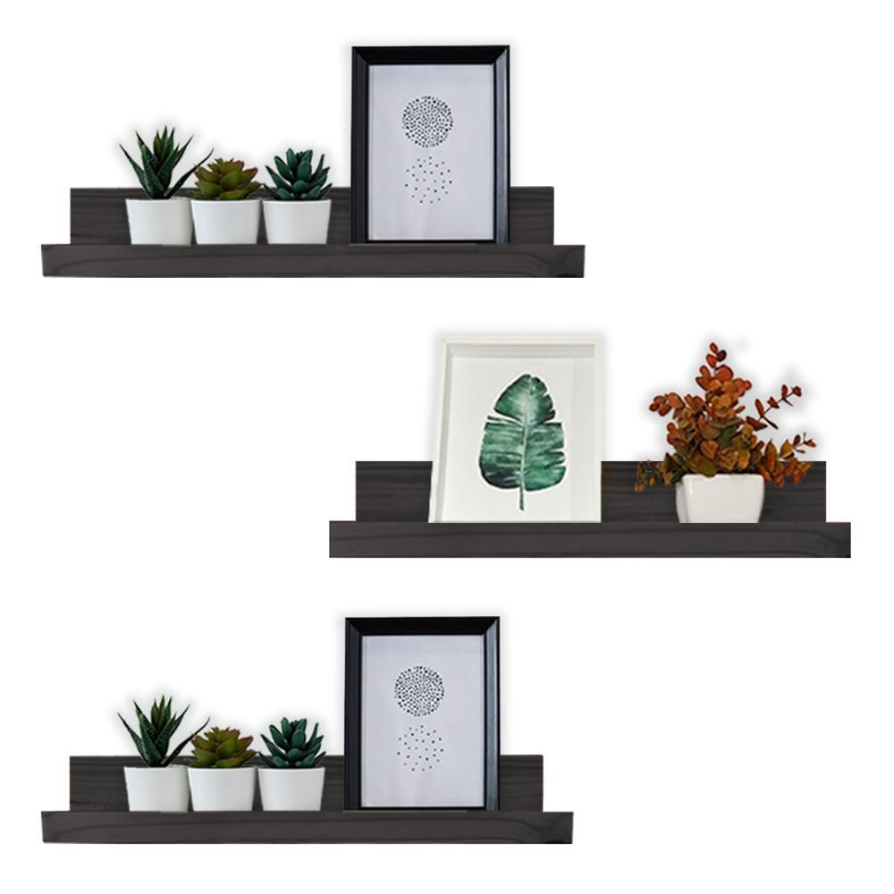 Combo 3 Repisas Colgantes Decorativas 40 Cm Sajo Color Negro