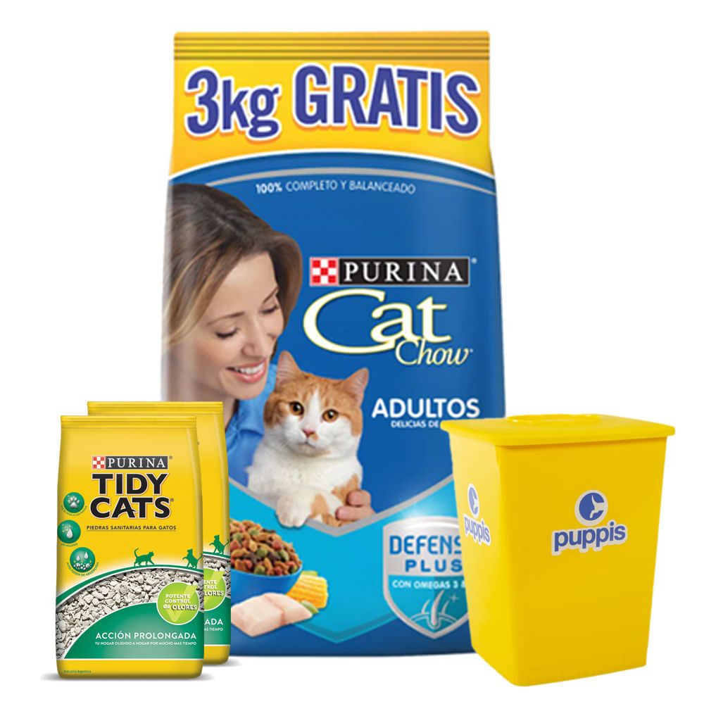 Combo Cat Chow Adulto Pescado 15kg+3kg+2 Tidy Cats Convencionales ...