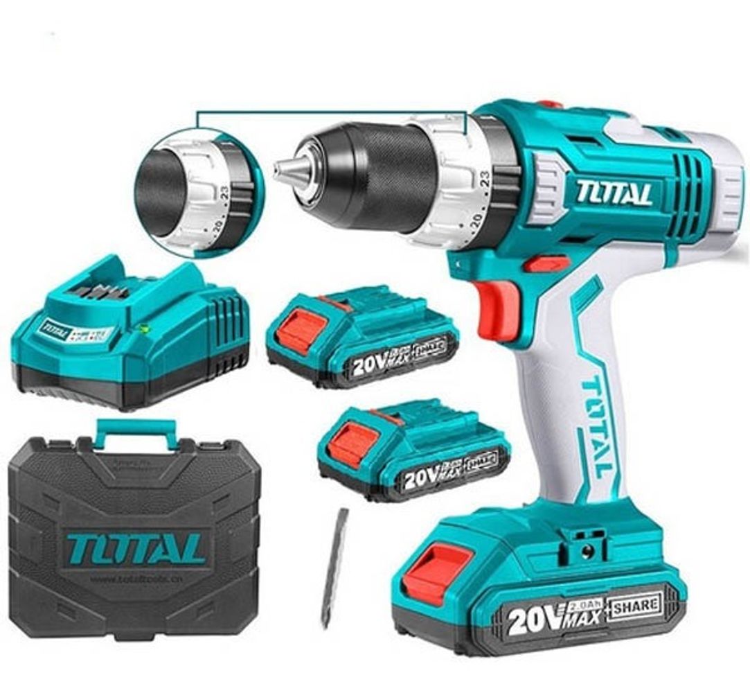 Total Tdli200215-4 Taladro Inalambrico+ 2 Bat+ Carg+ Maletin