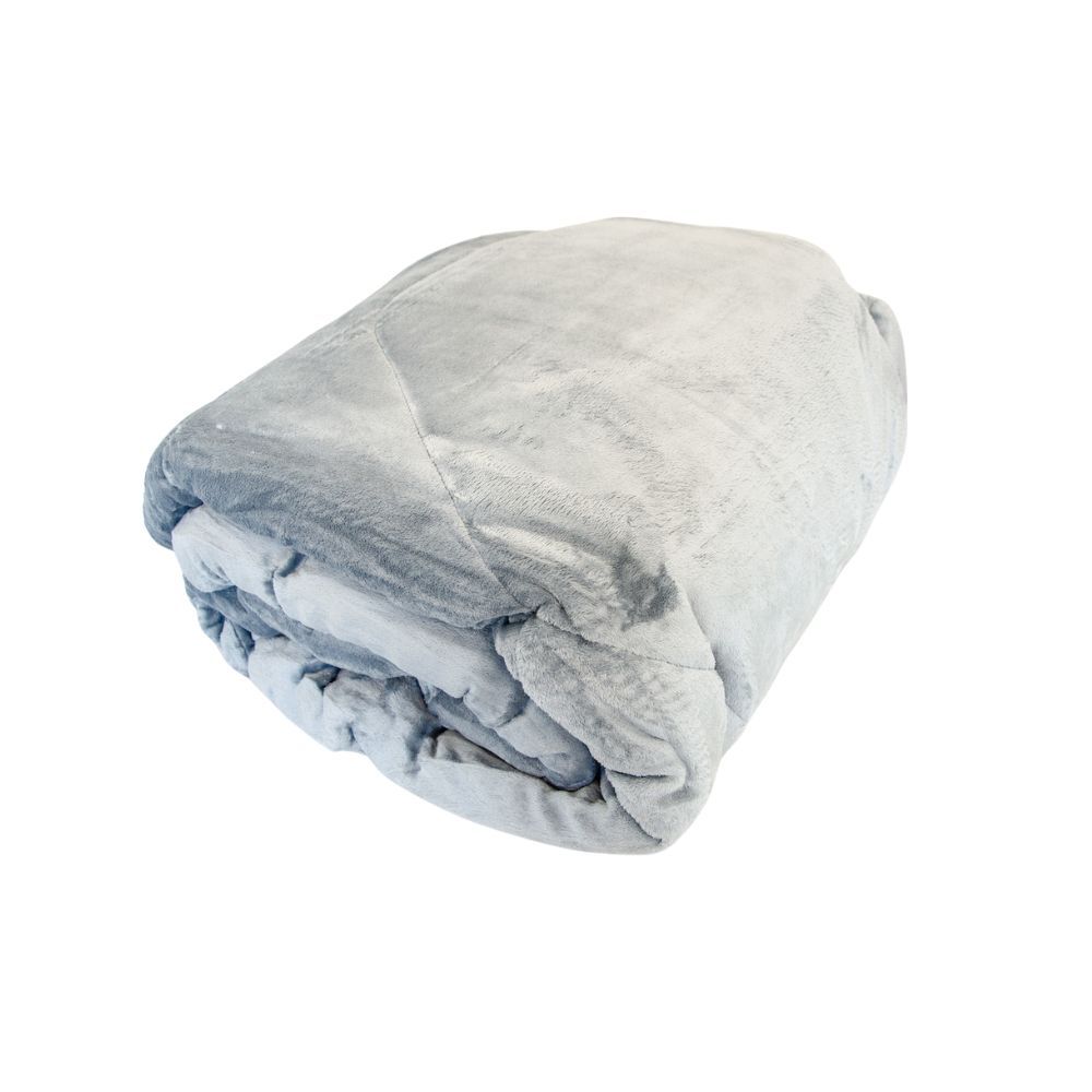 Edredón Flannel de Corderito Reversible Ecodown Gris Queen Size
