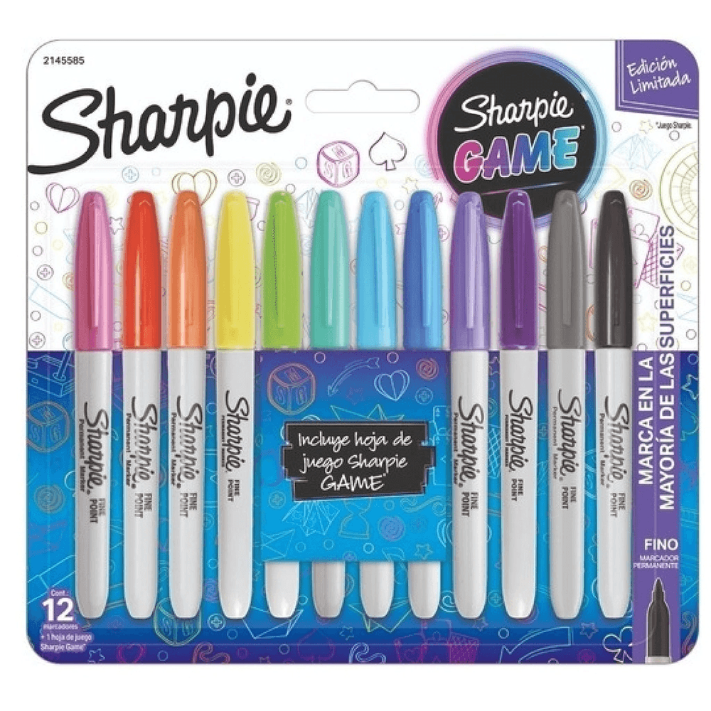Marcadores Sharpie Game X12 Colores + Juego