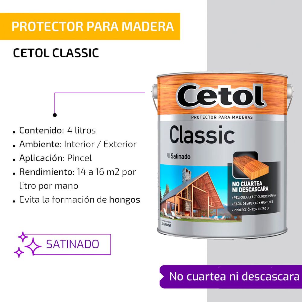 Cetol Classic Satinado Impregnante X 4 Lts Cedro