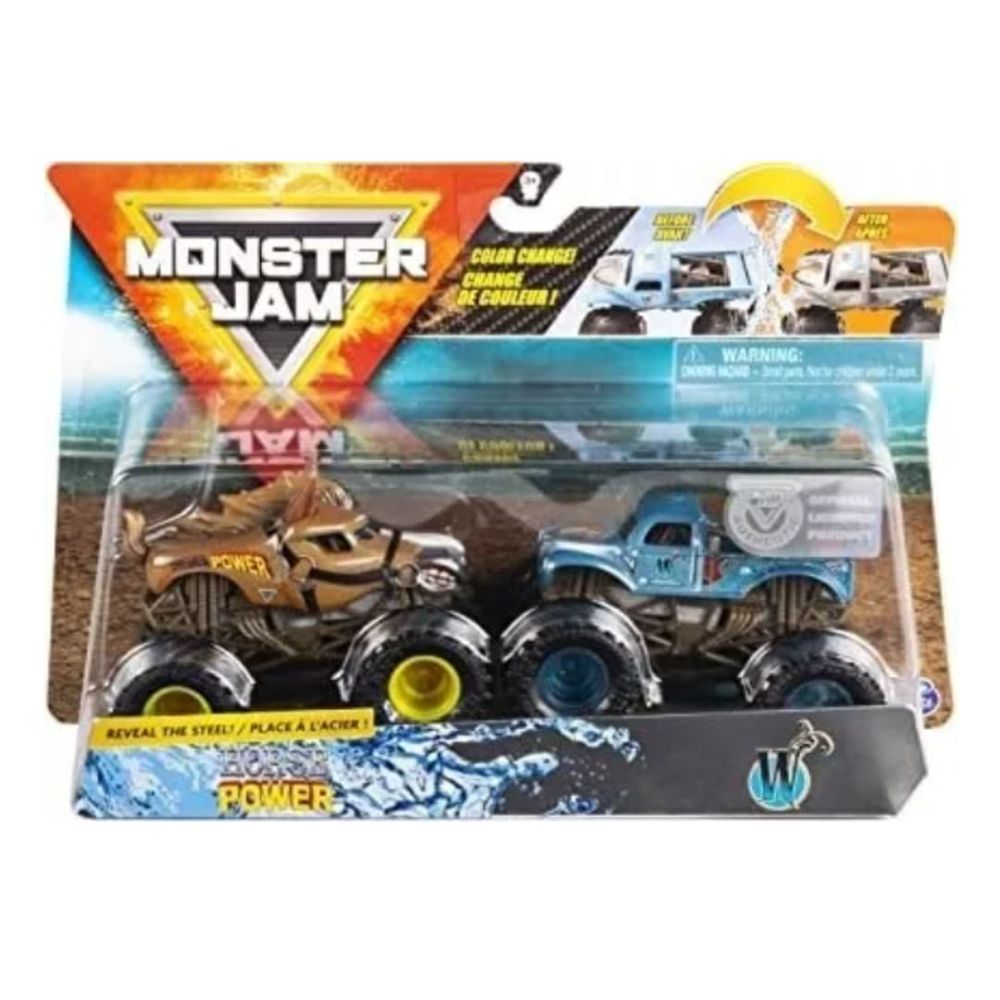 Monster Jam Pack 2 Vehículos Cambia De Color Escala 1:64 Horse Power y W