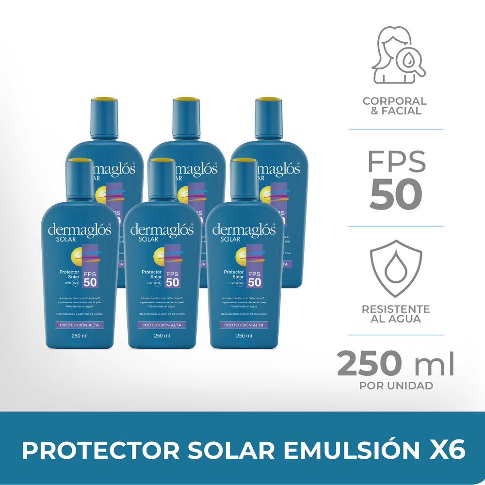 Kit Protector Solar Dermaglós Emulsion FPS 50 x6 Unidades