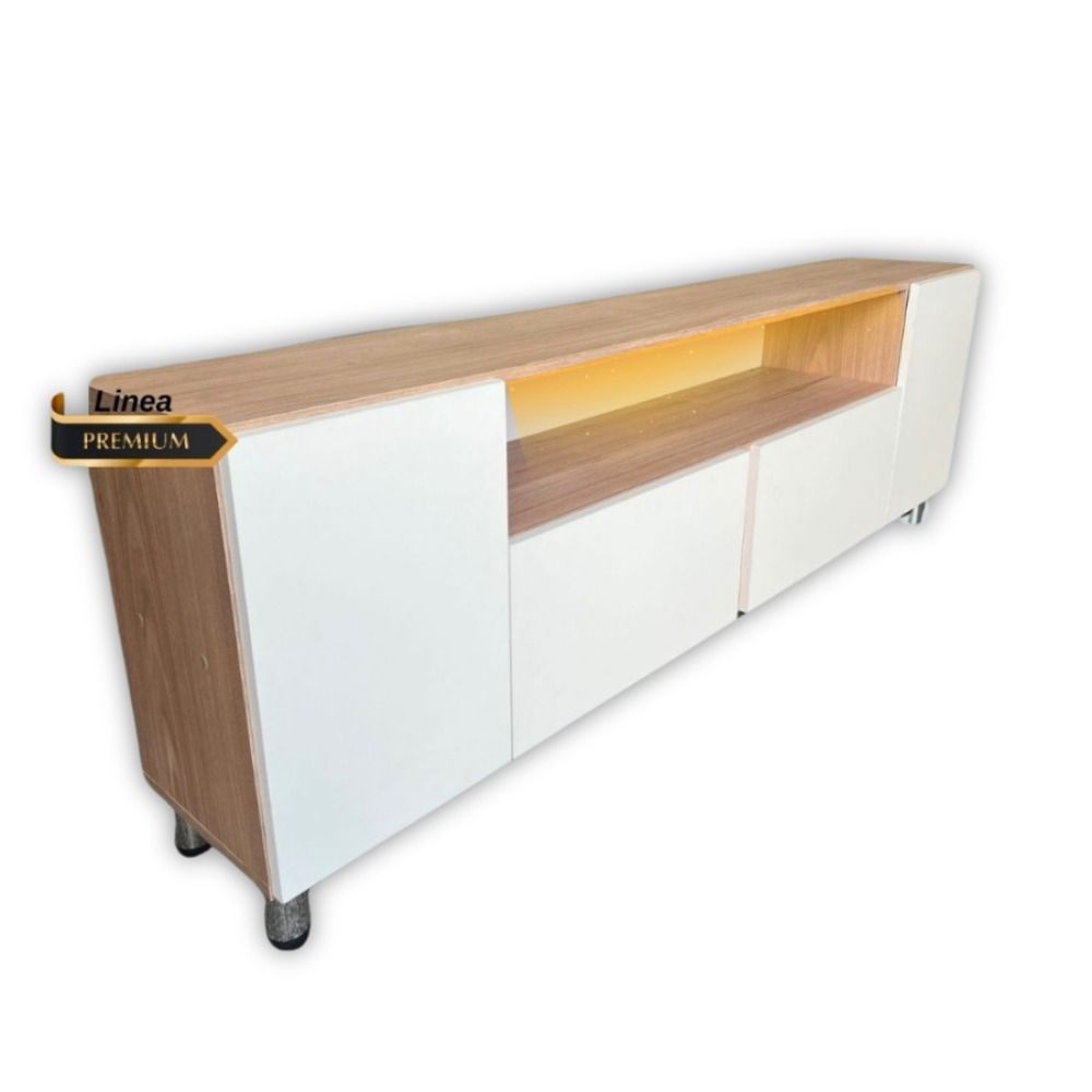 Rack 180cm con 4 puertas y luz LED Blanco y Vintage