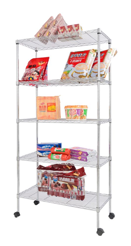 Estanteria C/ Ruedas Cromada 5 Niveles 75x35x154cm CJ-B1018R