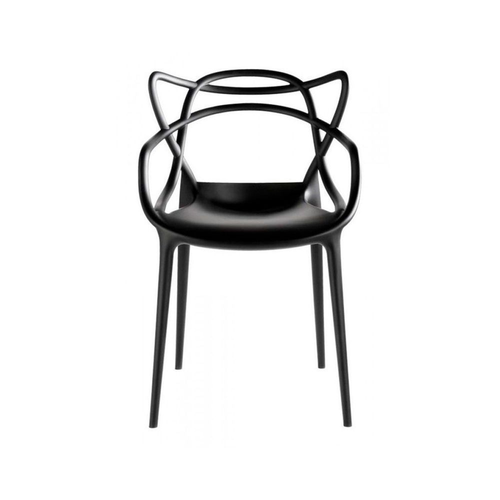 silla comedor o exterior de diseño apilable plástico master negra |sil-446