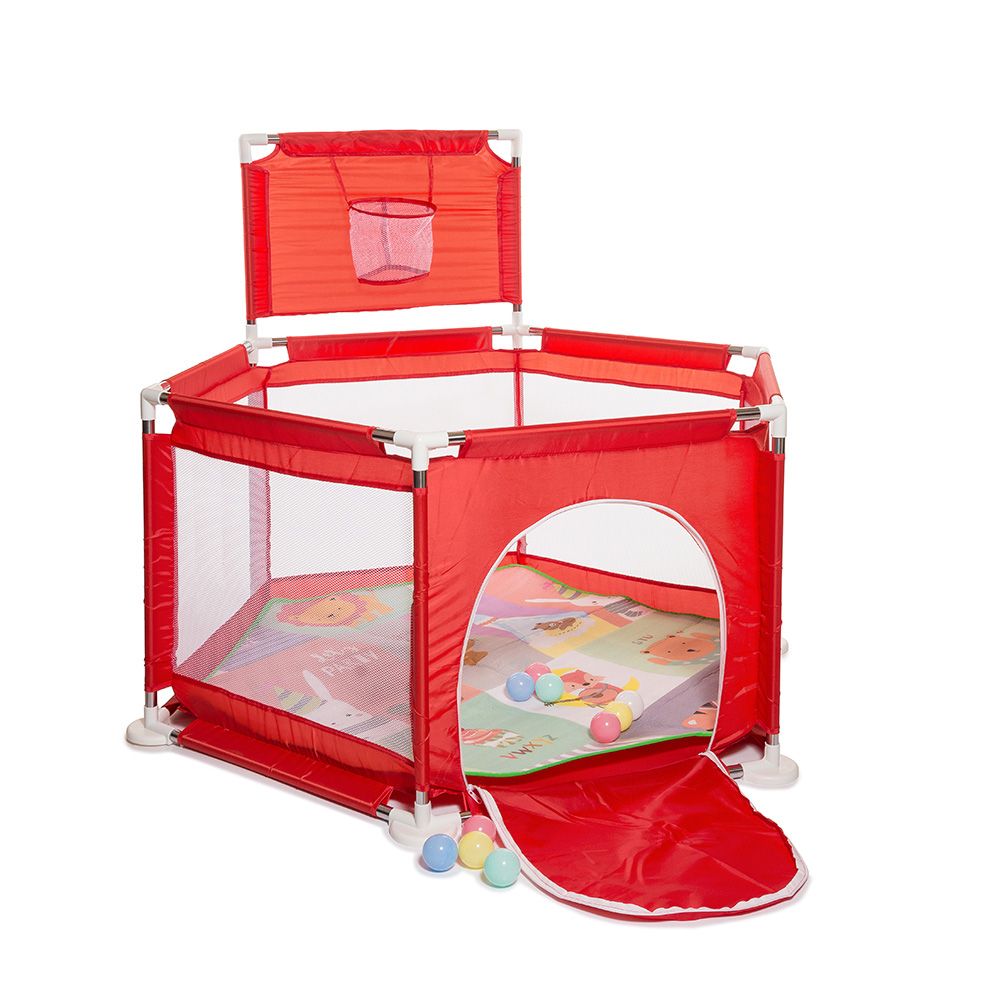 Corralito Desmontable Love 881 con Pelotitas y Aro Rojo