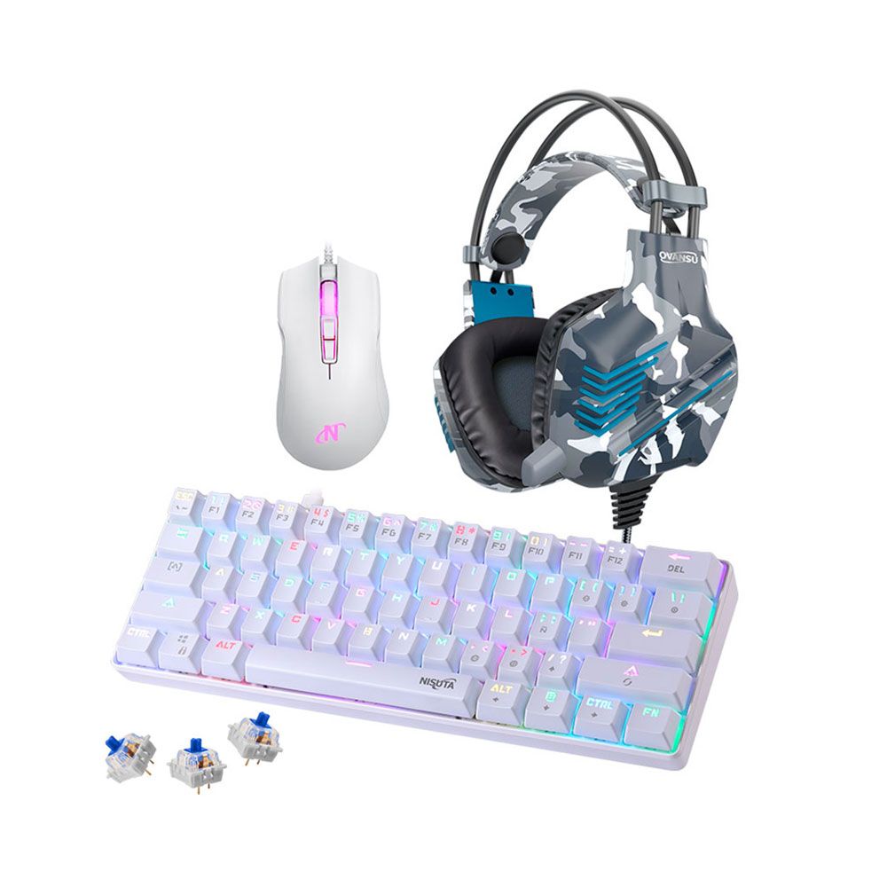 Combo Gamer Teclado Mecánico 60% Switches Azules RGB más Mouse ...