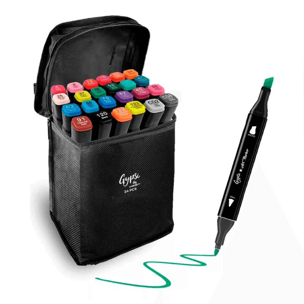 Set Marcadores Doble Punta Fibra Resaltador Bolso Plumón X24