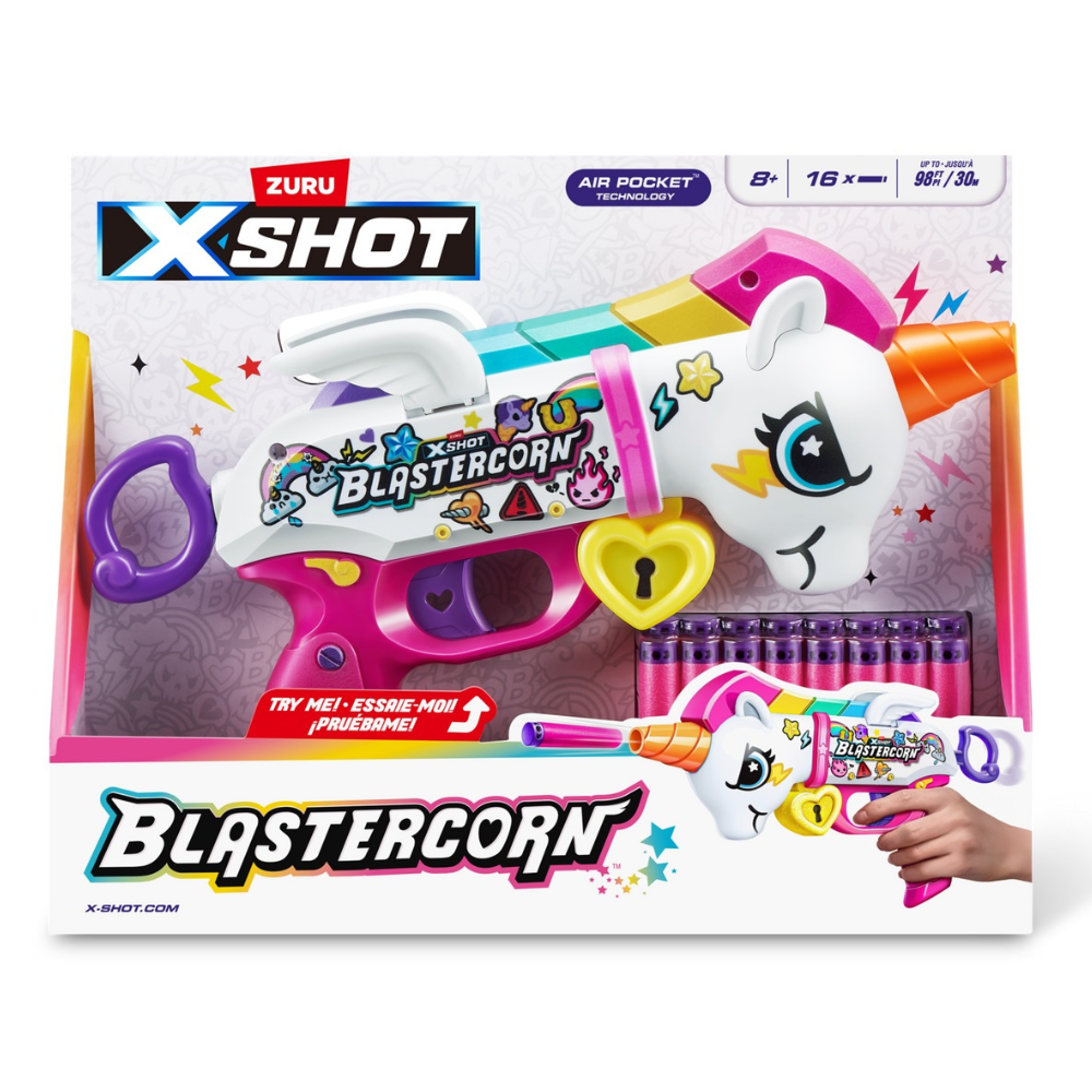 Pistola Lanza Dardo X-Shot Blastercorn Unicornio