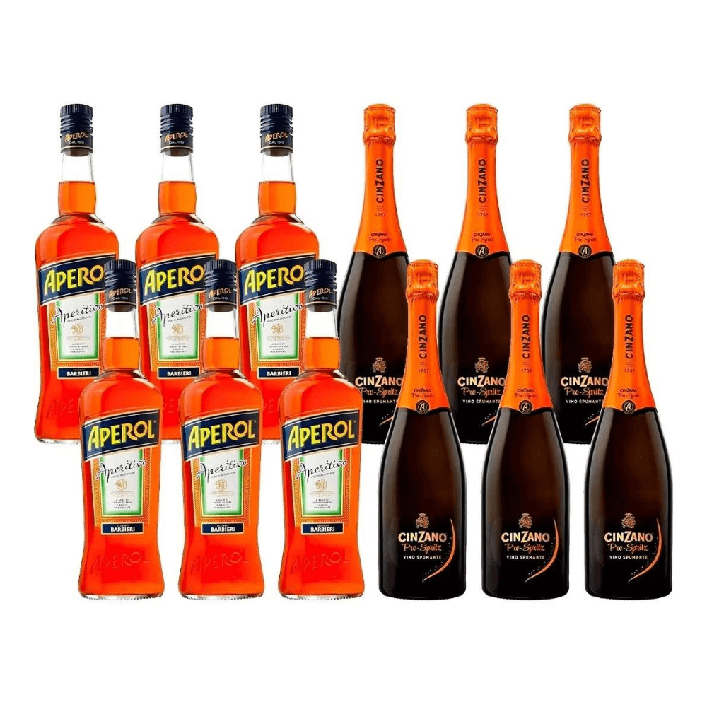 Aperitivo Aperol 750ml x 6 + Espumante Cinzano Pro Spritz 750ml x 6