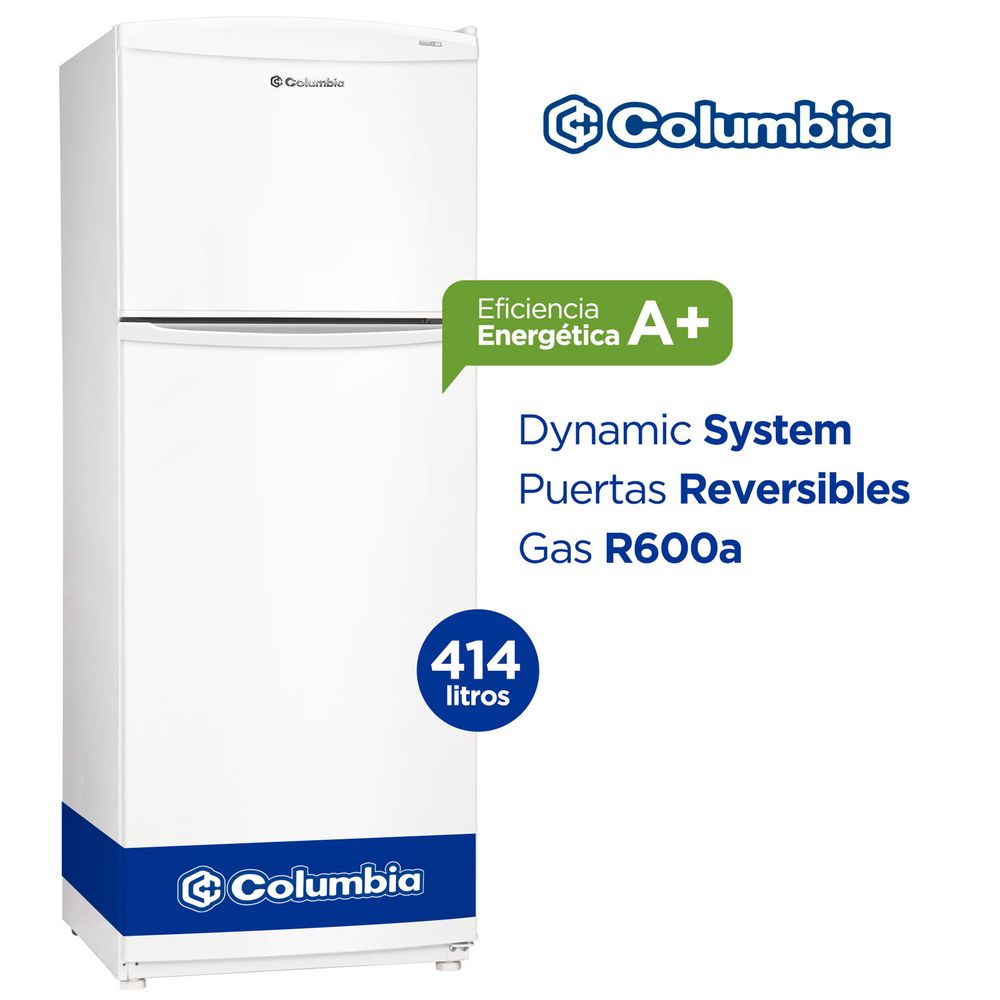 Heladera Columbia con Freezer A+ 414L de capacidad Color Blanco CHD43/9