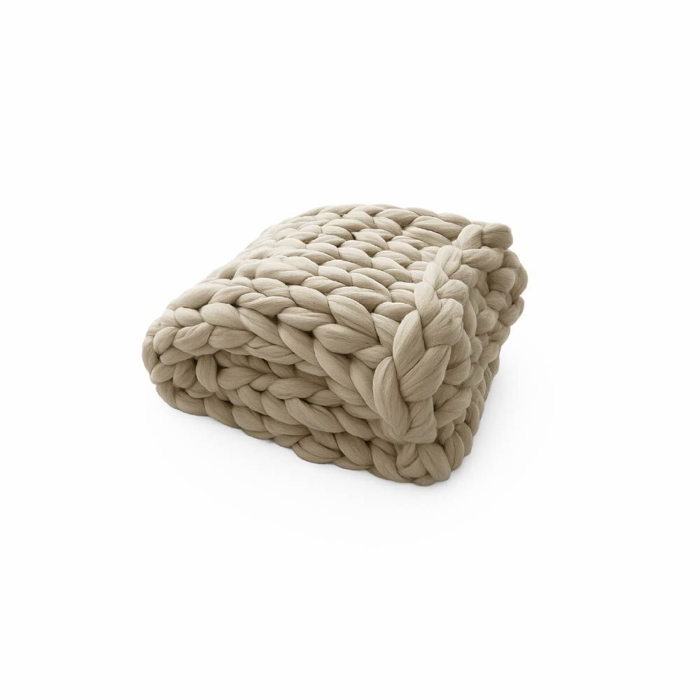 Manta Rustica Tejida Sillón Pie De Cama Trenzado 130 X 160 Color Beige ...