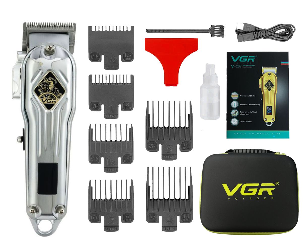 Maquina Corta Pelo Cuerpo Vgr V-267 Clipper Recargable Usb Plateado