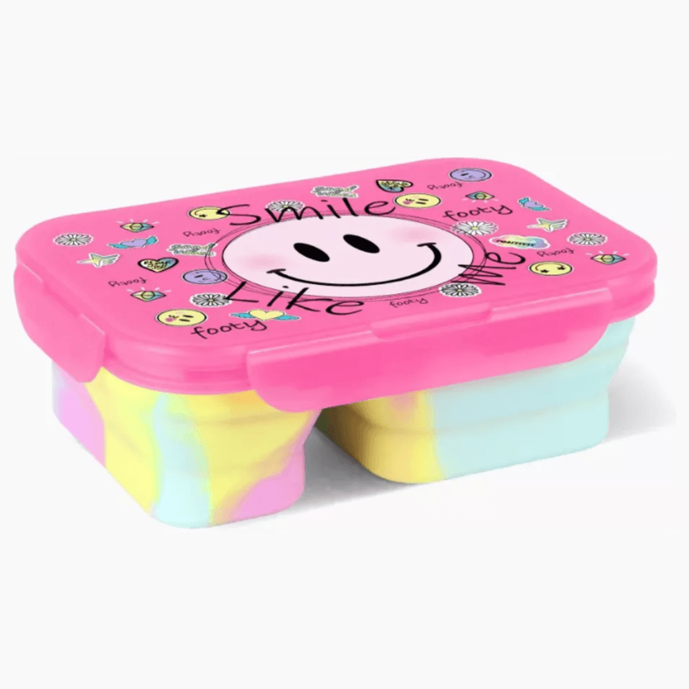 Lunchera Plegable Con Dos Compartimentos Footy. Smile Rosa