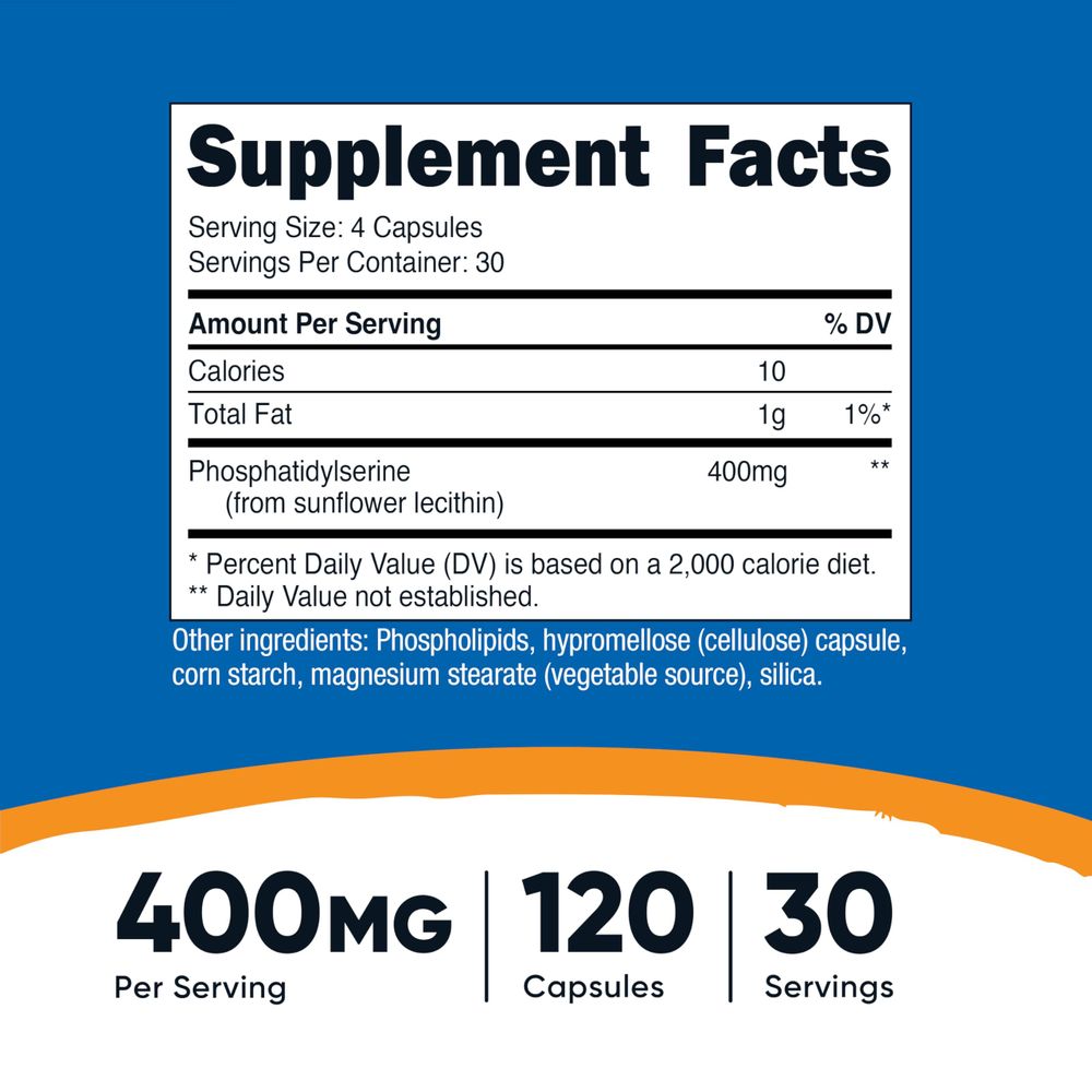 Nutricost Fosfatidilserina 400 mg, 120 cápsulas