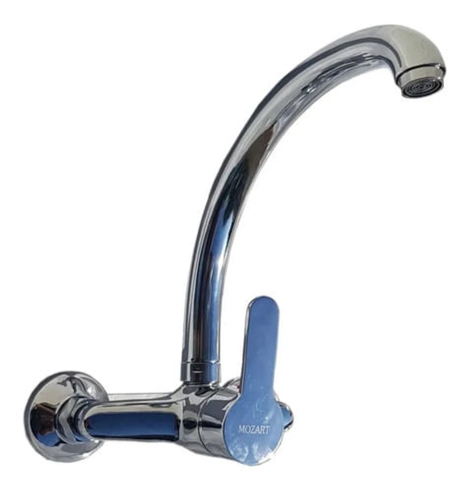 Canilla Grifería Monocomando Pared Cromada Pico J De Metal