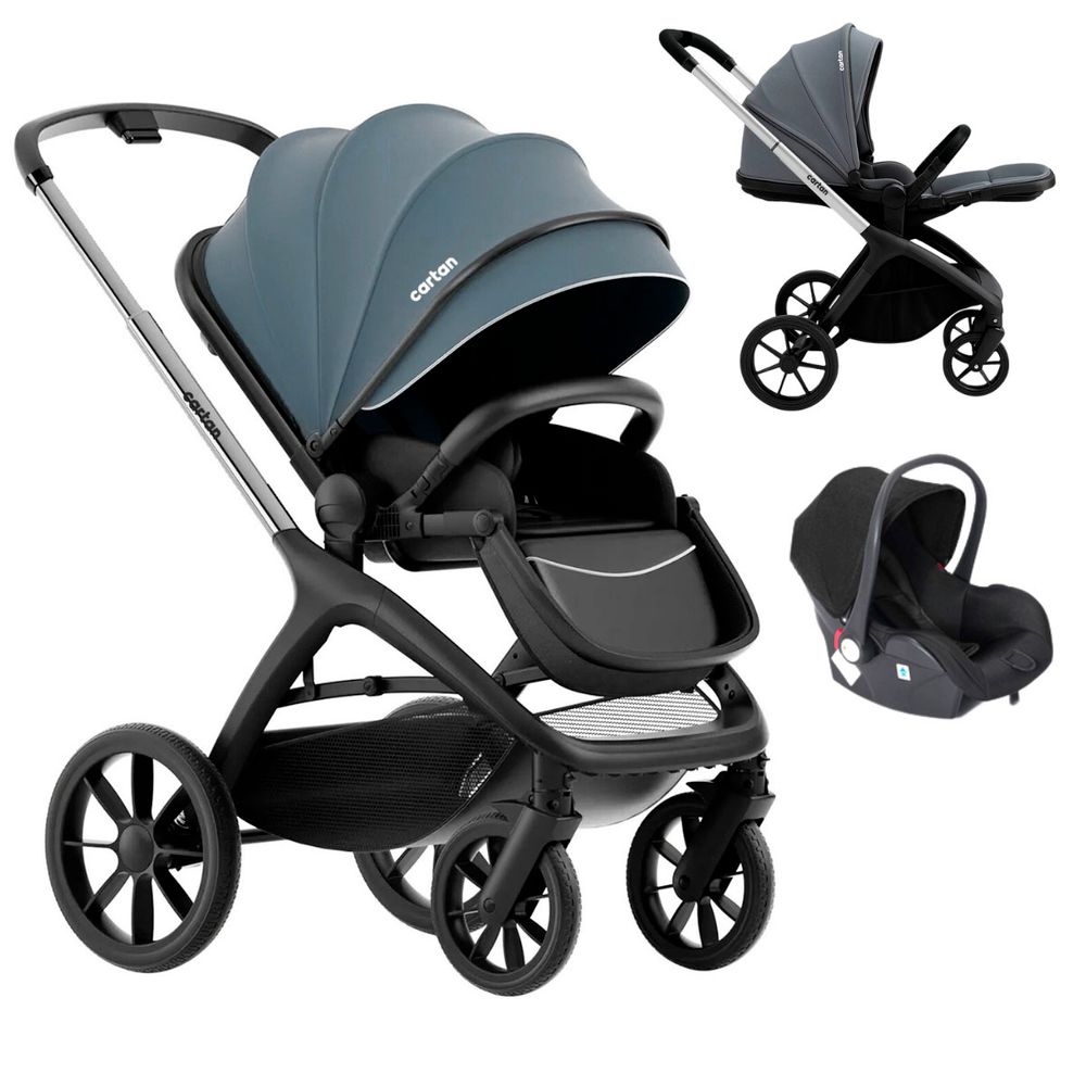 Cochecito De Paseo Convertible Gris con Huevito